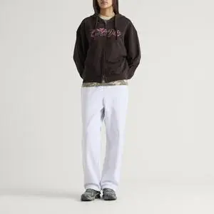 DIME Distressed Terry Zip Hoodie - Brown
