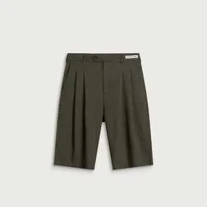 PORTER JAMES Double Pleated Shorts - Olive