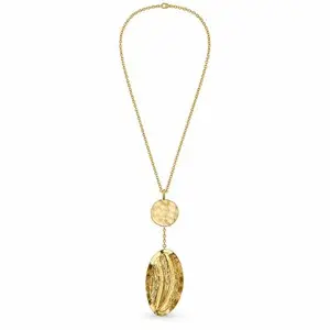 VSTYLE Sculpted Wave Long Pendant Necklace - Gold