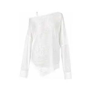 YOGI8APPAREL Oversized Off The Shoulder Cotton Polyester Top - White