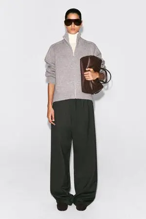 Cos Rounded Wool Mock-neck Zip-up Jacket - Gray