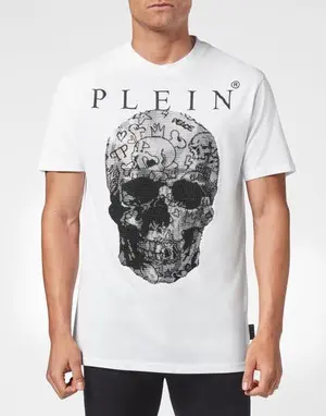 Philipp Plein T-shirt Round Neck Ss Skull With Crystals
