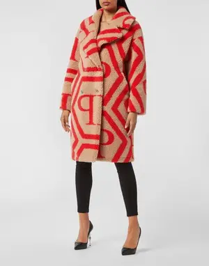 Philipp Plein Eco Fur Long Coat Monogram