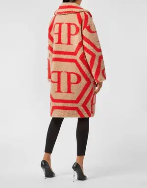 Philipp Plein Eco Fur Long Coat Monogram