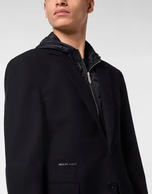 Philipp Plein Water Repellent Wool Hooded Blazer