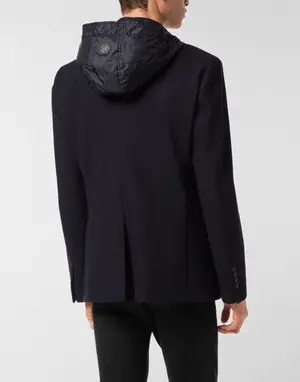 Philipp Plein Water Repellent Wool Hooded Blazer