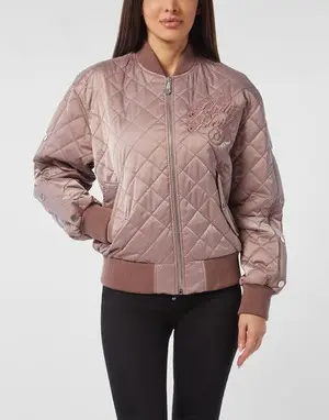 Philipp Plein Nylon Oversize Bomber Matelasse Diamond Signature