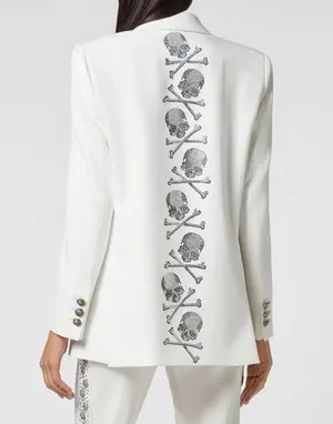 Philipp Plein Cady Blazer Crystal Skull With Crystals - Cream