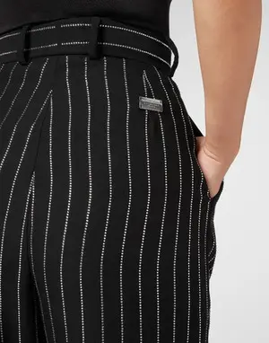 Philipp Plein Cady Trousers Fit Crystal Pinstripe