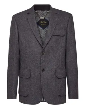 BILLIONAIRE Wool Cashmere Blazer Tailored Fit Crest - Black