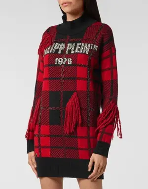 Philipp Plein Pullover Round Neck Ss Tartan - Red