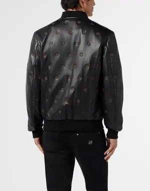 Philipp Plein Embroidered Nappa Leather Bomber Monogram Monogram