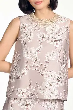 Sachin & Babi Riva Beige Floral Mikado Shift Top