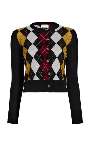 Khaite Rita Argyle Wool-silk Cardigan