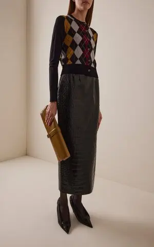 Khaite Rita Argyle Wool-silk Cardigan
