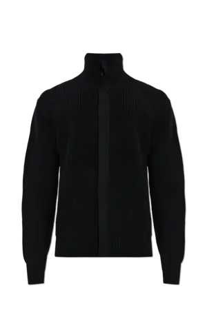 Woolrich Wool Cardigan With Stand-up Collar - Black
