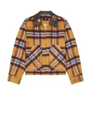 We11Done Teddy Doodle Check Pattern Jacket In Brown
