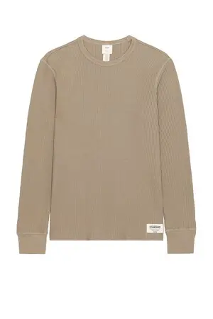SKIMS Waffle Cropped Slim Henley In Brown - Mink