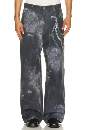 We11Done Trompe L'oeil Denim Carpenter Pants - Black