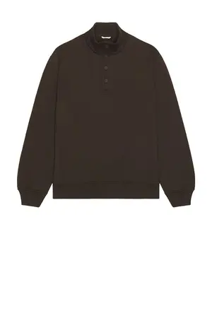 Reigning Champ Midweight Terry Standard Button Mockneck In Brown