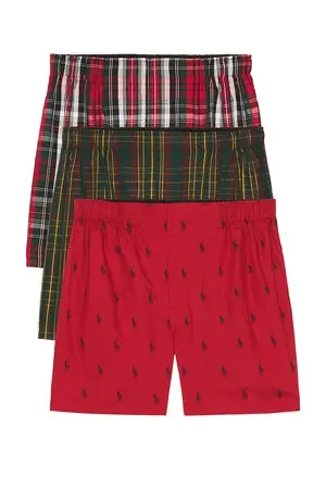 Polo Ralph Lauren Classic Fit Cotton 3 Pack Woven Boxers - Multi