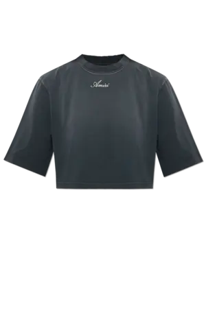 Amiri Cropped T-shirt With ‘vintage’ Effect - Grey