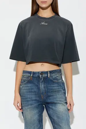 Amiri Cropped T-shirt With ‘vintage’ Effect
