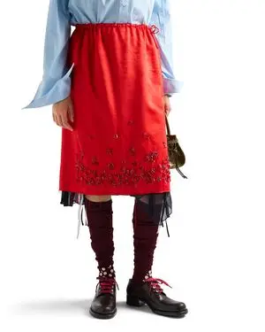 Prada Satin Skirt With Embroidery