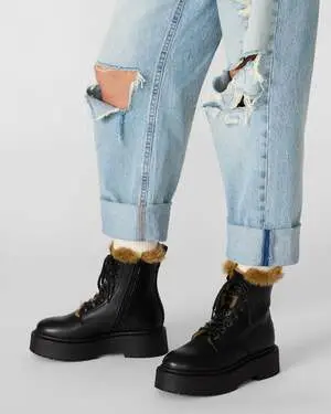 Steve Madden Buffy Faux Fur Lace-up Booties