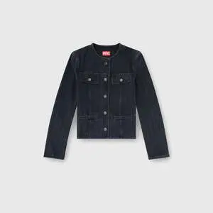 DIESEL® Collarless Jacket In Pinstripe Denim - Black