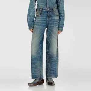 DIESEL® Relaxed Jeans High Waist 1982 D-hakou, Medium Button Fly - Blue