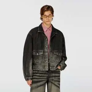 DIESEL® Trucker Jacket In Dirty-effect Denim