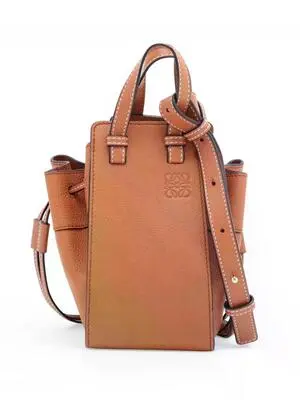 Loewe 2010-2026 Mini Grained Calfskin Drawstring Hammock Bag Satchel - Brown