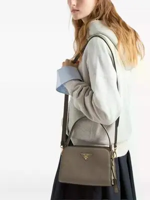 Prada Leather Mini Handbag - Grey