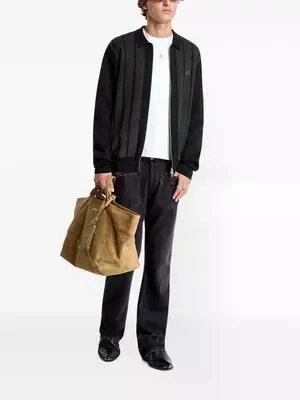 Fred Perry Textured-panel Zip Cardigan Black