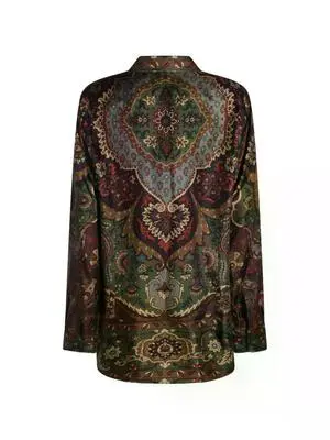 Etro Silk-blend Jacquard Shirt With Houndstooth Motif And Print