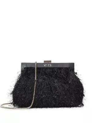V°73 Feather-effect Clutch Bag - Black