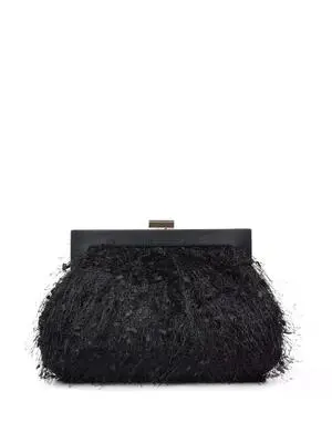 V°73 Feather-effect Clutch Bag - Black
