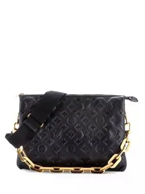 LOUIS VUITTON Coussin Bag Monogram Embossed Lambskin Mm Crossbody Bag - Black
