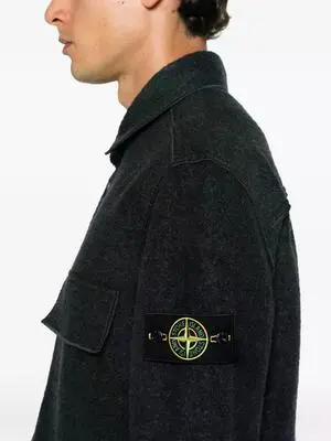 Stone Island Logo-patch Overshirt Jacket - Blue
