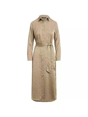 Ralph Lauren Monogram-print Belted Shirt Midi Dress