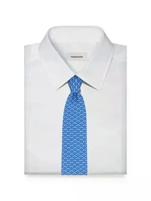 FERRAGAMO Fox-pattern Silk Tie - Blue