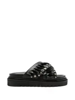 TOGA VIRILIS Studded Ruffled Sandals - Black