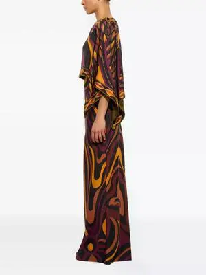 Emilio Pucci Marmo Print Silk Dress With Cape