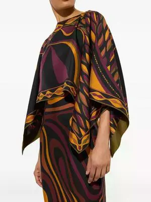 Emilio Pucci Marmo Print Silk Dress With Cape