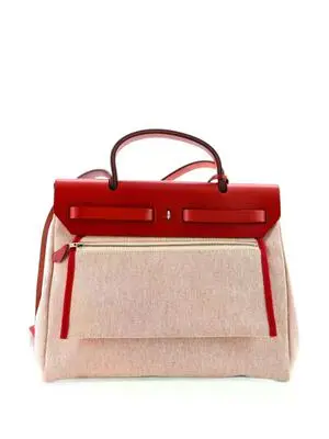 Hermès Herbag Zip Pegase Pop Toile And Leather 31 Shoulder Bag - Red