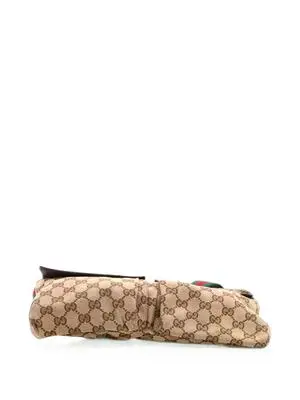 Gucci Vintage Double Gg Canvas With Leather Belt Bag - Brown