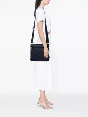 Prada 2013-2026 Saffiano Trimmed Tessuto Zip Top Crossbody Bag