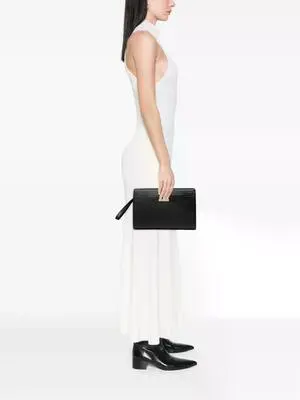 Burberry 2000-2017 Check Embossed Leather Trimmed Clutch Bag