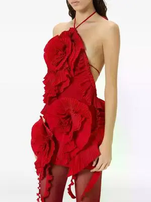 Blumarine Pleated-rose Mini Dress